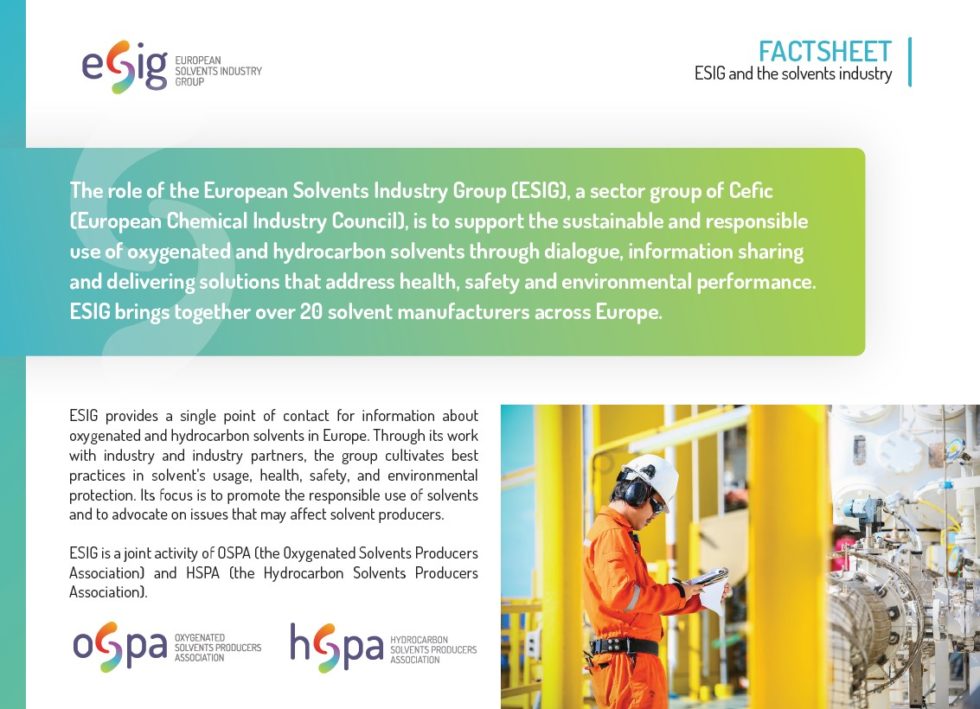 FACTSHEET - ESIG and the Solvents Industry - ESIG